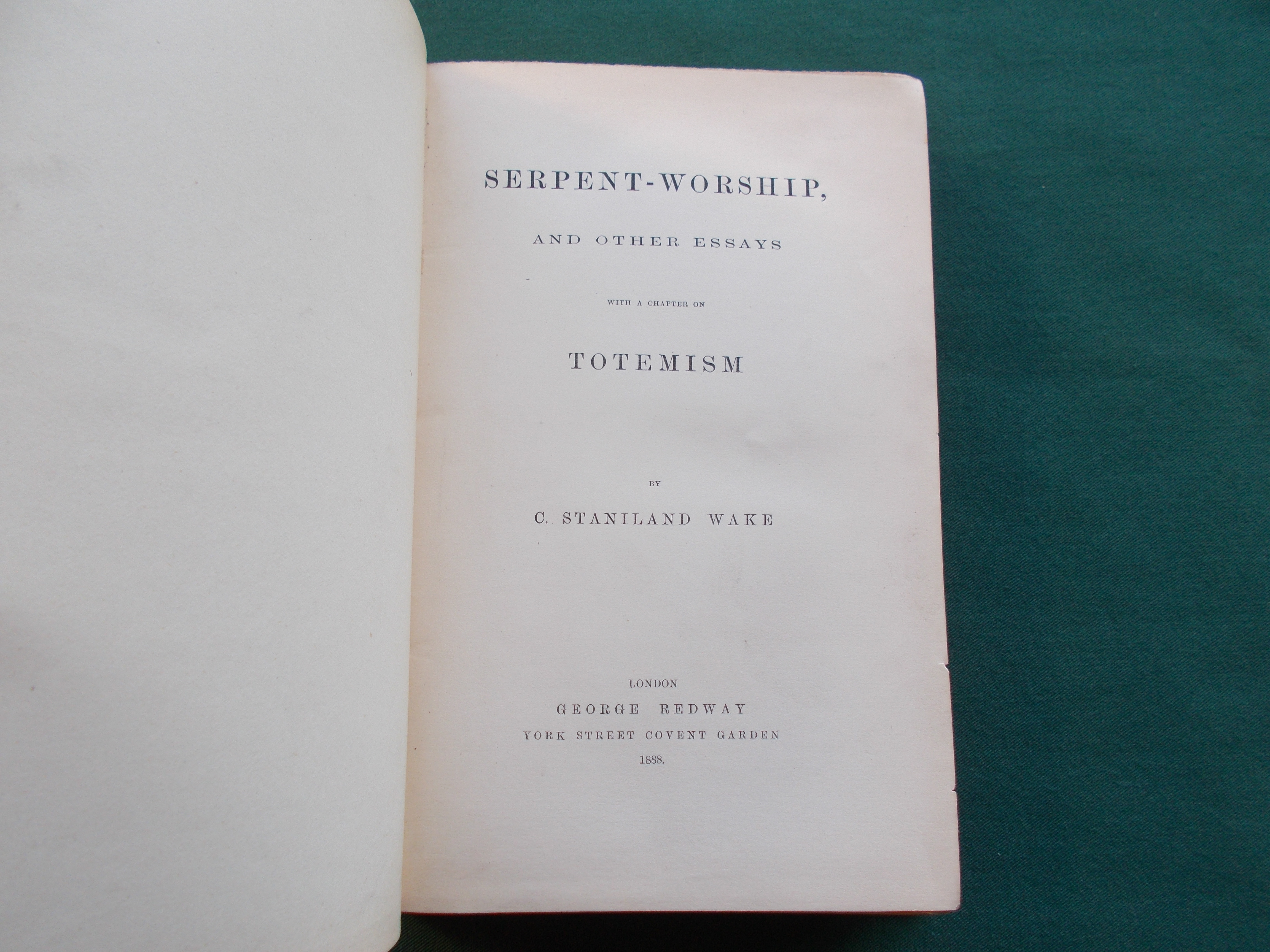 Serpent Worship, and Other Essays with a Chapter on Totemism [ Barry ...